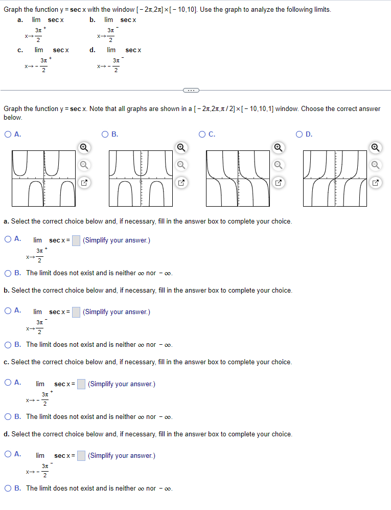 Solved Graph the function y=secx with the window | Chegg.com