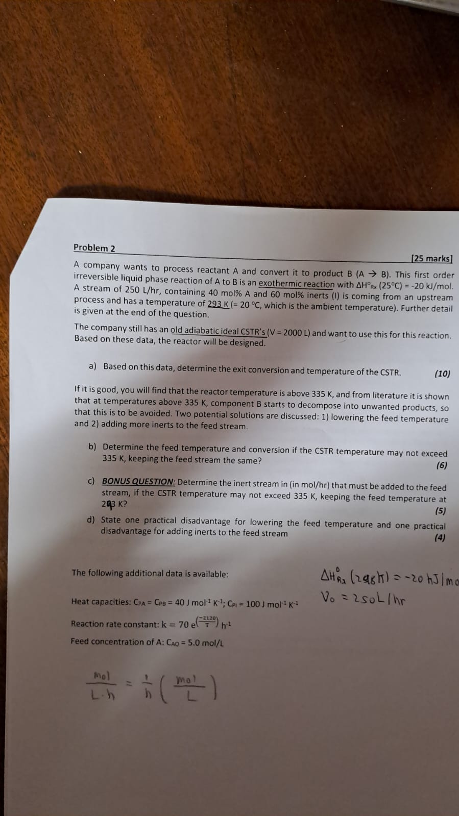 Solved [25 marks] A company wants to process reactant A and | Chegg.com
