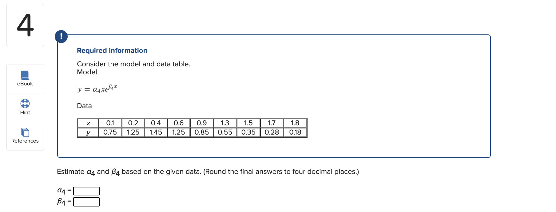 Solved 4 ? Required information Consider the model and data | Chegg.com