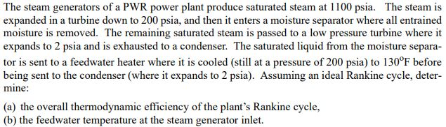 The steam generators of a PWR power plant produce | Chegg.com