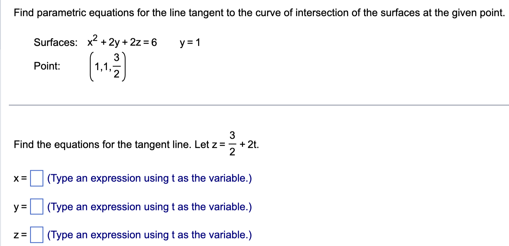 Solved Find parametric equations for the line tangent to the | Chegg.com