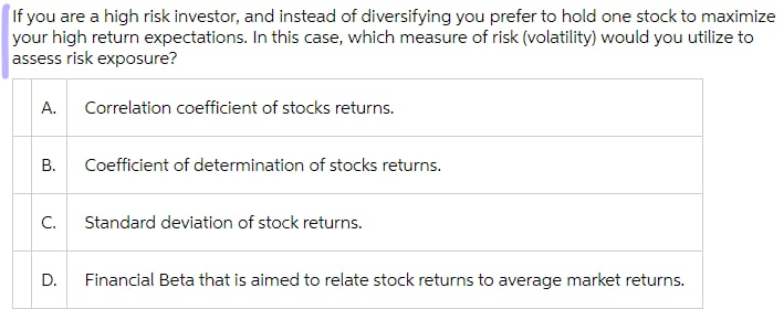 Solved If you are a high risk investor, and instead of | Chegg.com