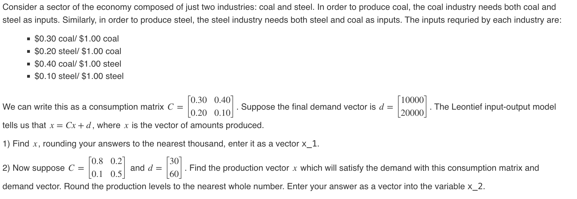 Solved Consider a sector of the economy composed of just two | Chegg.com