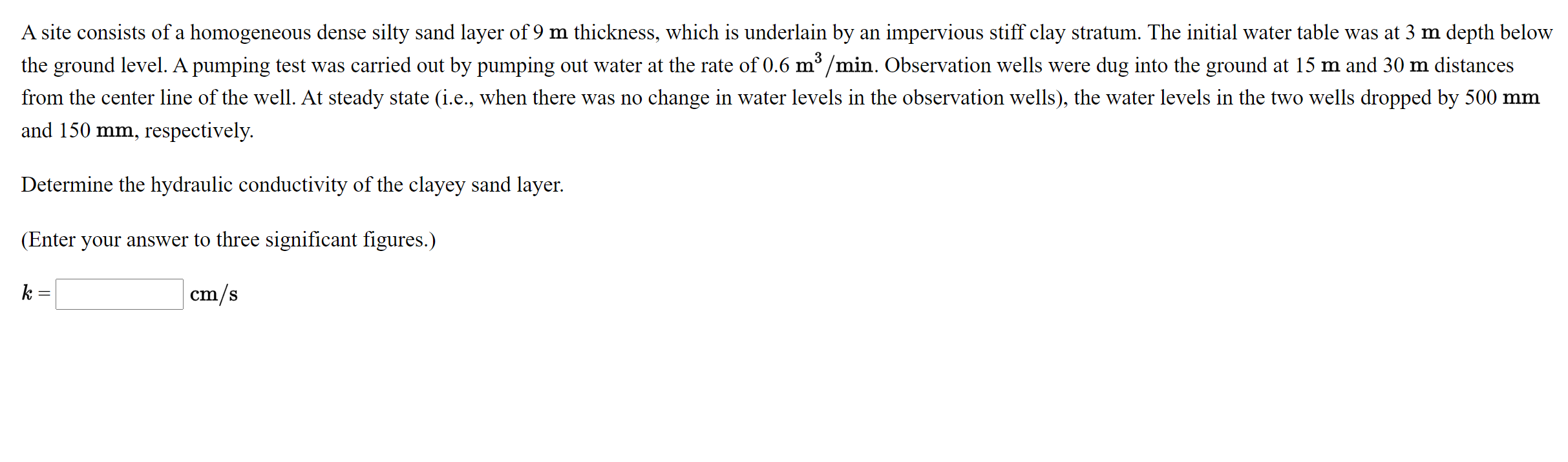 Solved A site consists of a homogeneous dense silty sand | Chegg.com