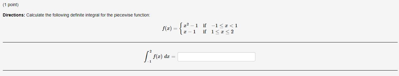 Solved Directions: Calculate the following definite integral | Chegg.com