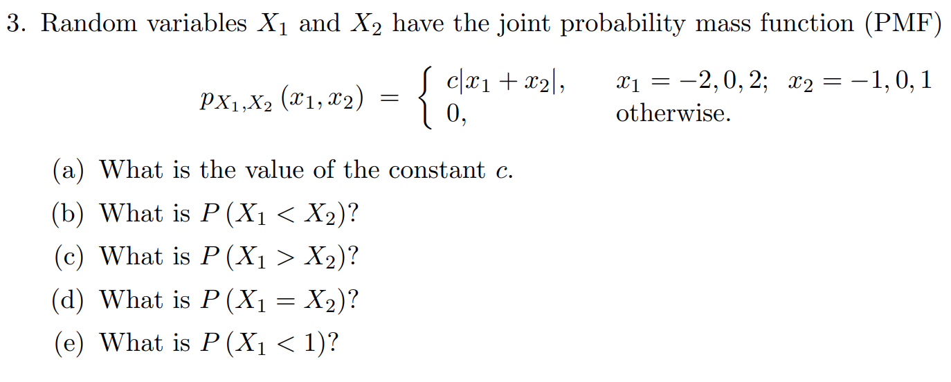 Solved Random variables X1 and X2 have the joint probability | Chegg.com