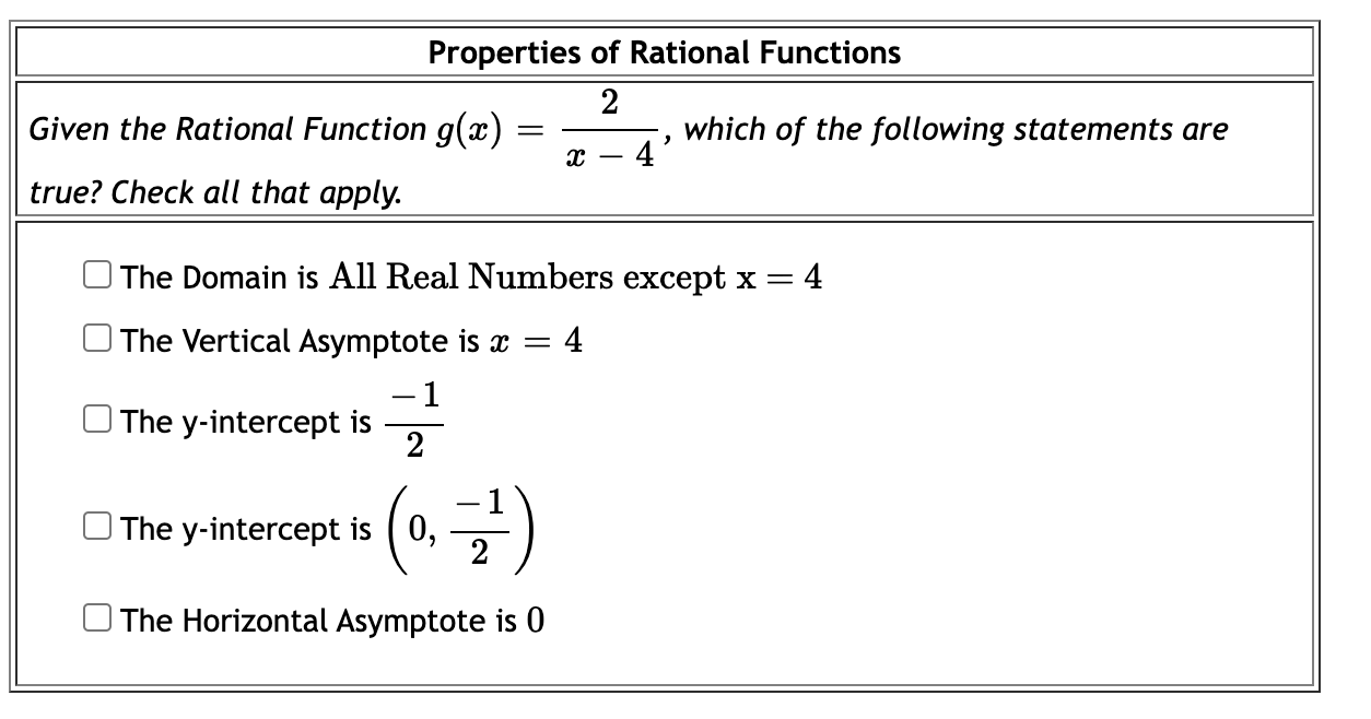 Solved Properties of Rational Functions 2 Given the Rational | Chegg.com