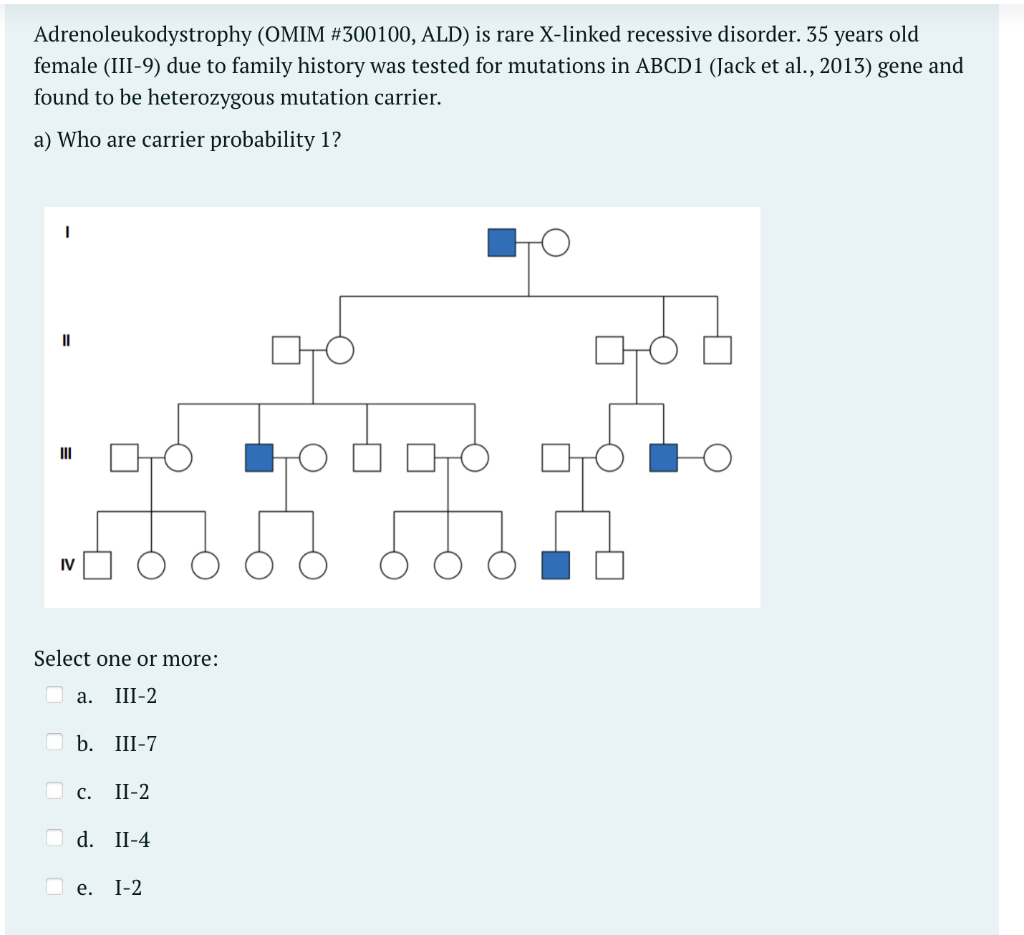 Solved Adrenoleukodystrophy (OMIM #300100, ALD) is rare | Chegg.com