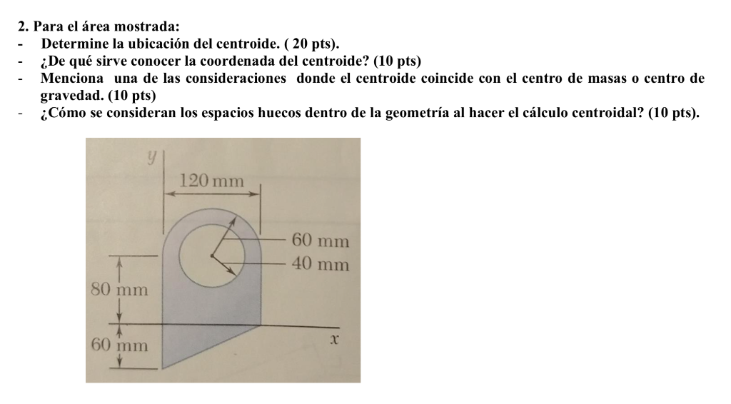 Solved 2. For the area shown: - Determine the location of | Chegg.com