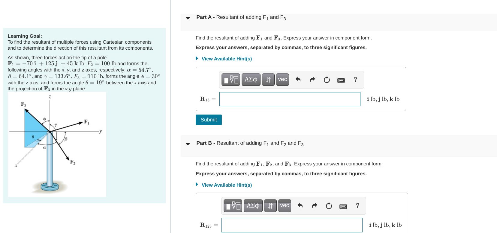 Solved Learning Goal: Find the resultant of adding F1 and | Chegg.com