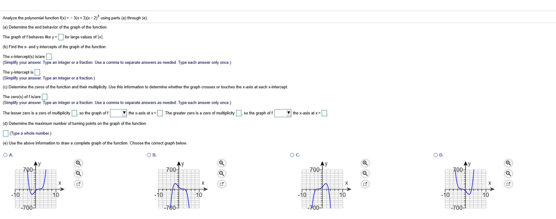 Solved Analyze the polynomial function f(x) = - 3(x+3)(x - | Chegg.com