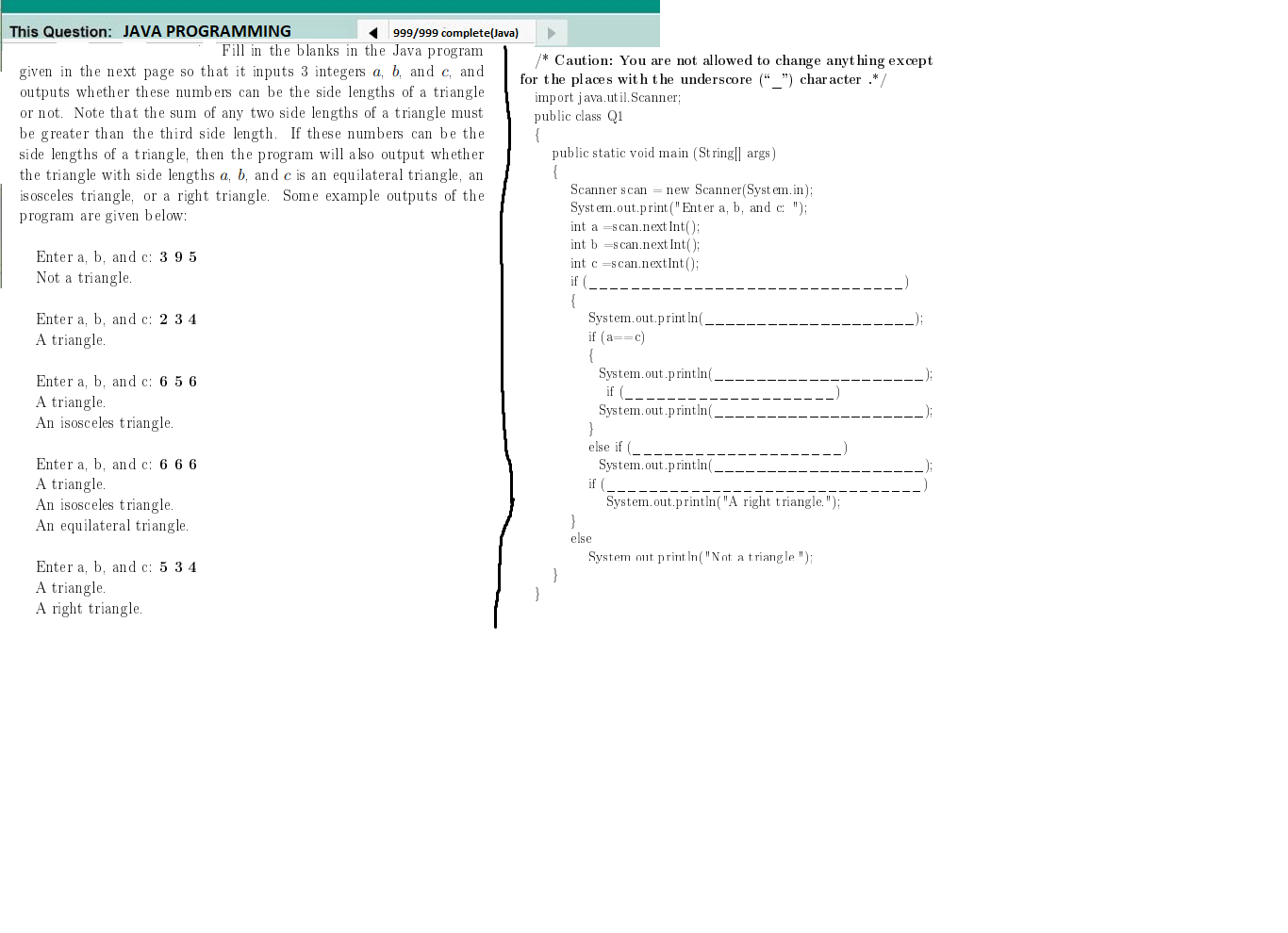 Solved This Question: JAVA PROGRAMMING 999/999 | Chegg.com