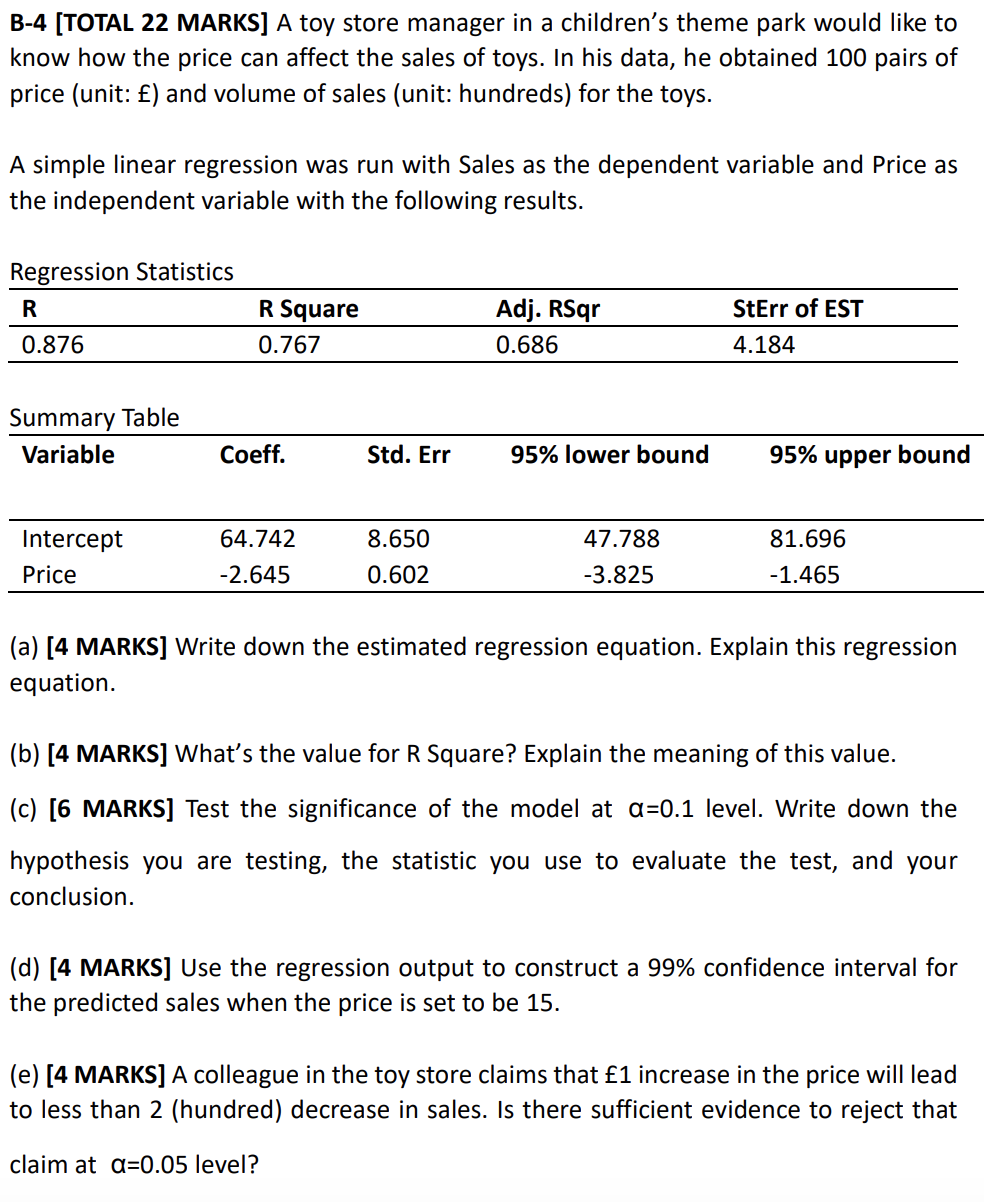 Solved B-4 (TOTAL 22 MARKS] A toy store manager in a | Chegg.com