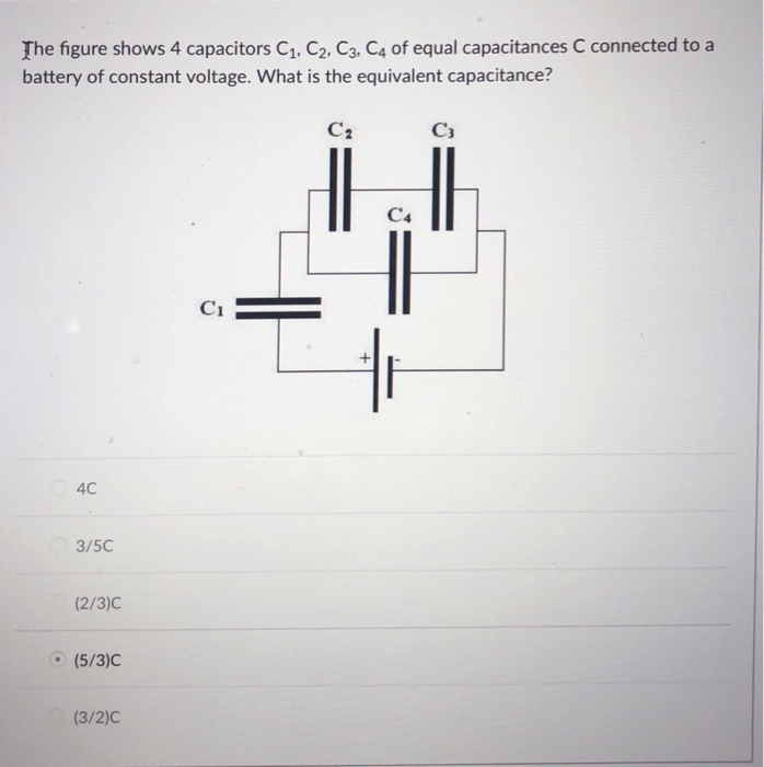 Solved The figure shows 4 capacitors C1, C2, C3, C4 of equal | Chegg.com