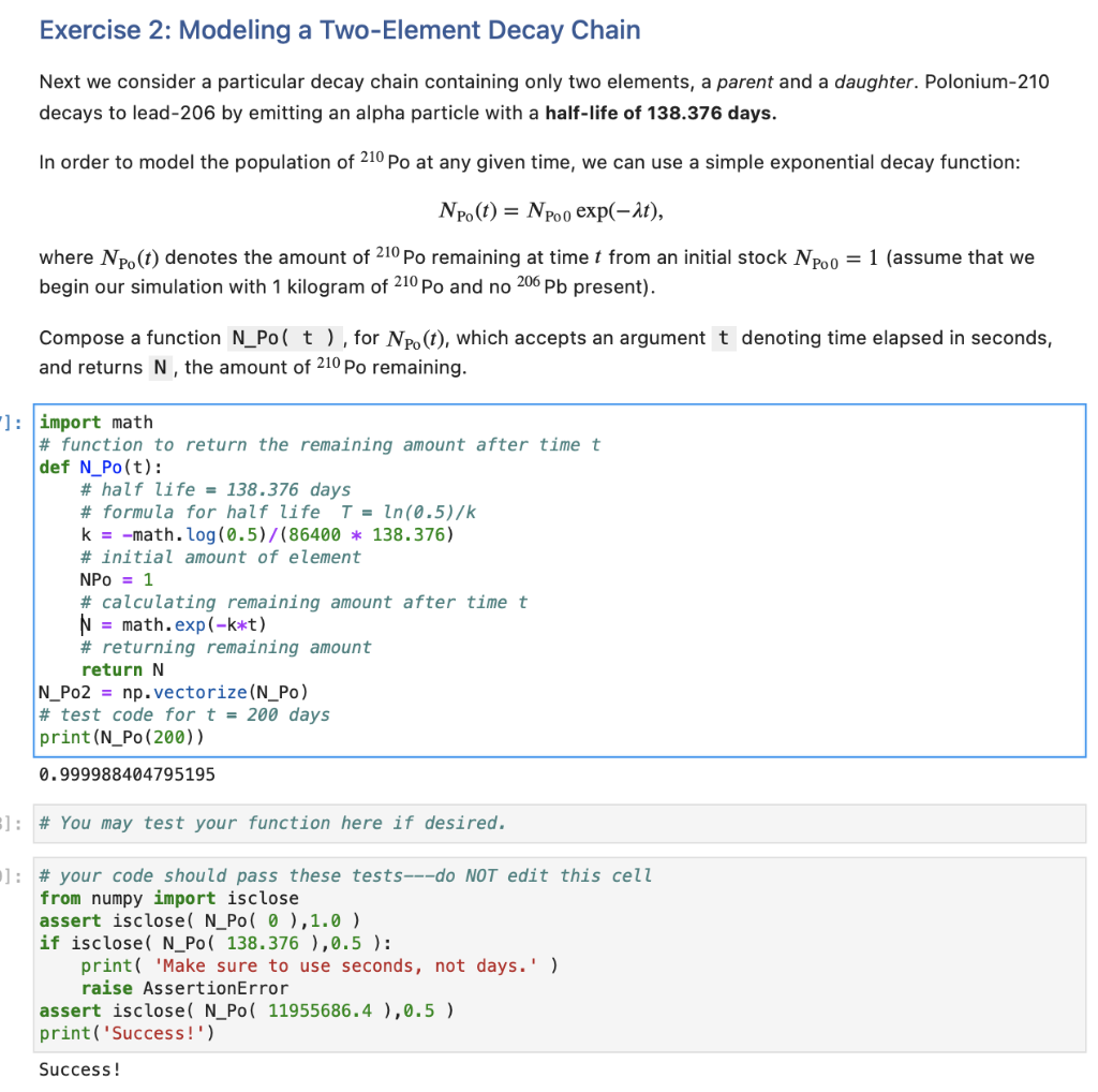 Solved Exercise 2: Modeling a Two-Element Decay Chain Next | Chegg.com