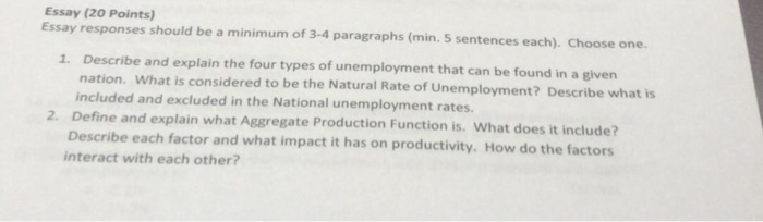 Solved Essay (20 Points) Essay responses should be a minimum | Chegg.com