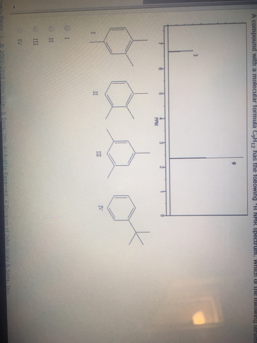 Solved A compound with a molecular formula C9H12 has the | Chegg.com