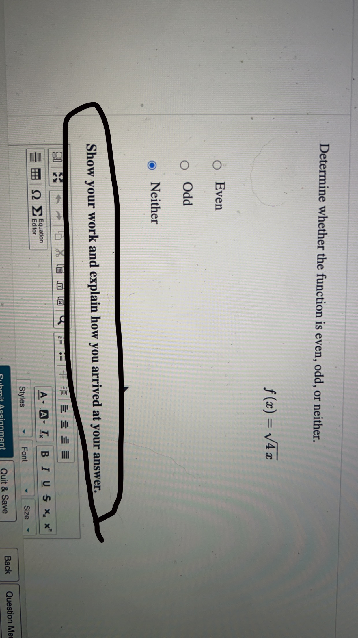 Solved Determine whether the function is even, odd, or | Chegg.com