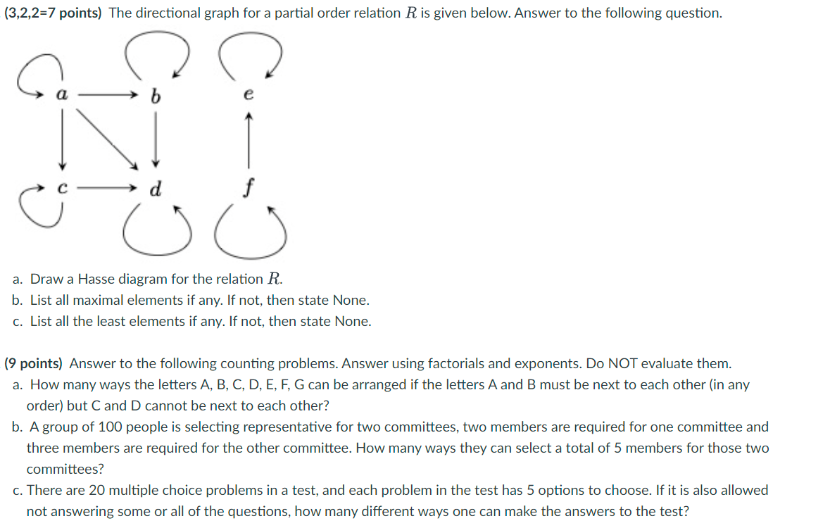 Solved (3,2,2=7 points) The directional graph for a partial | Chegg.com
