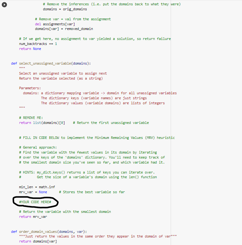 Solved 2.2 Backtracking Search Now that we have the | Chegg.com