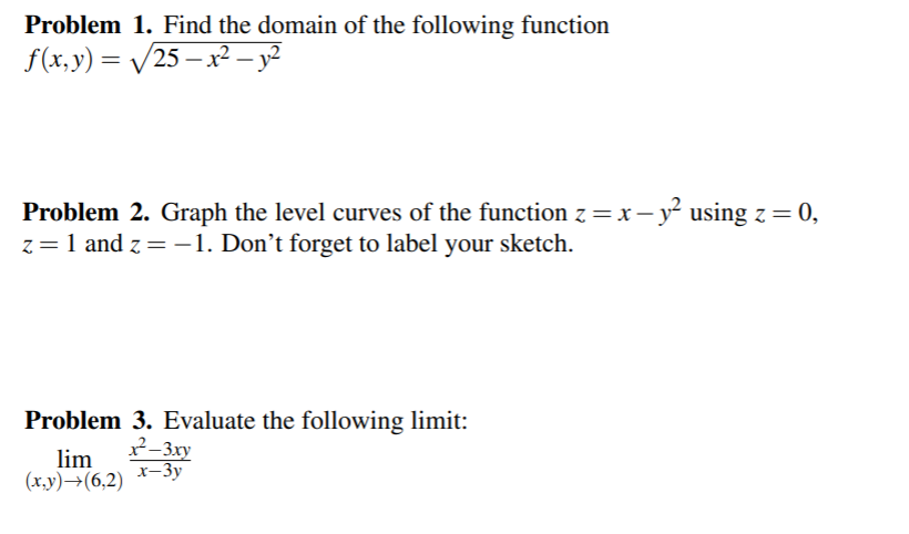 Solved Problem 1. Find the domain of the following function | Chegg.com