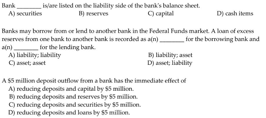 Solved Bank is/are listed on the liability side of the | Chegg.com