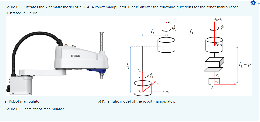 Solved Figure R1 illustrates the kinematic model of a SCARA | Chegg.com