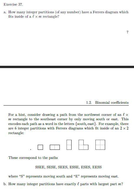 Solved Exercise 37. a. How many integer partitions (of any | Chegg.com
