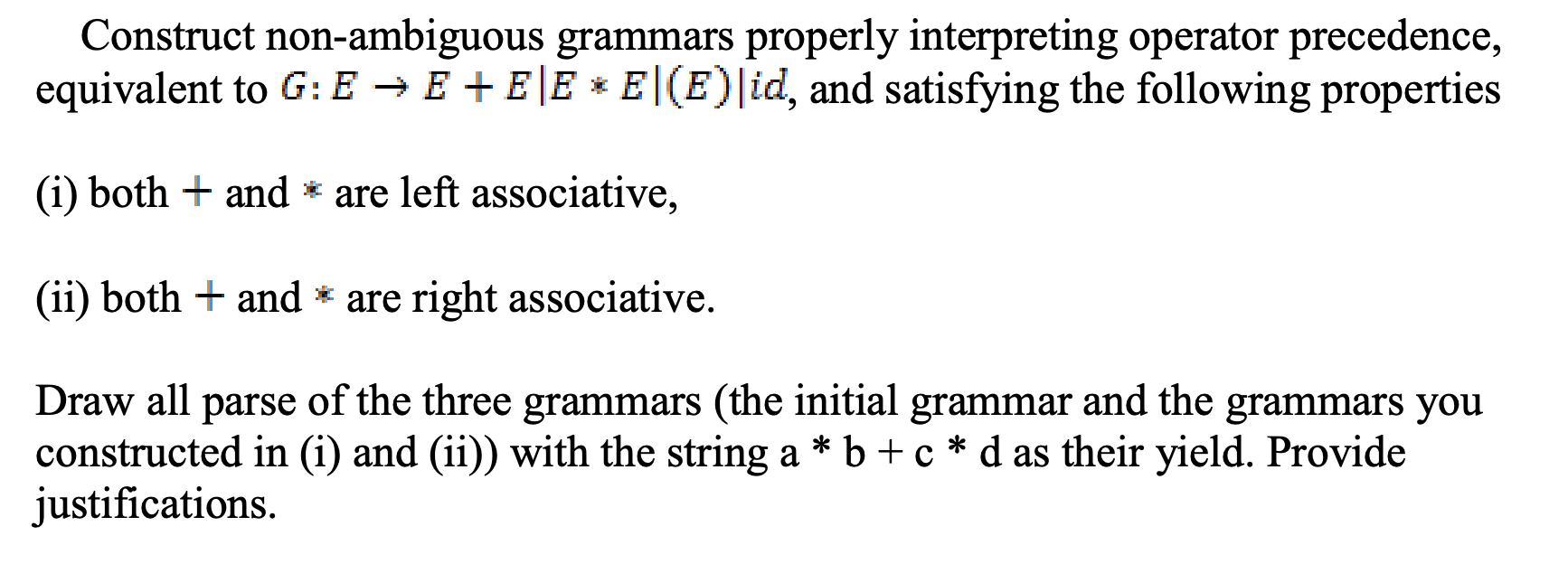 Construct non-ambiguous grammars properly | Chegg.com