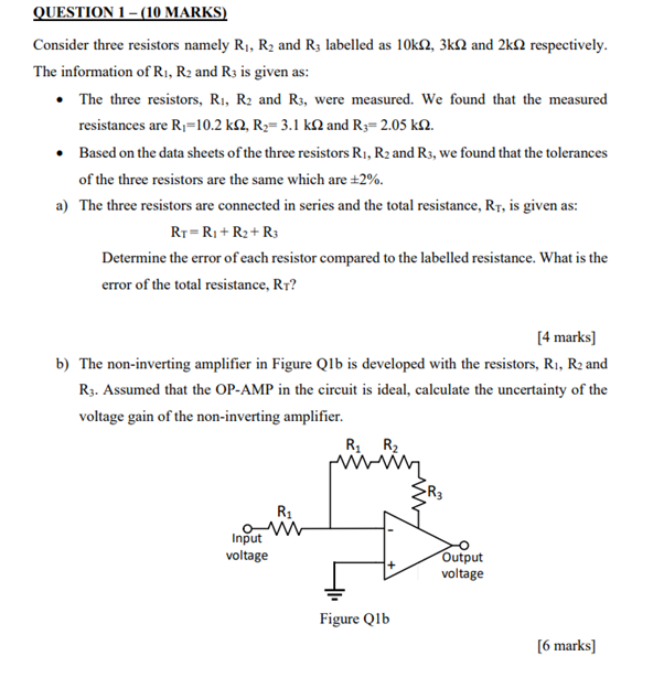 Solved QUESTION 1-(10 MARKS) Consider three resistors namely | Chegg.com