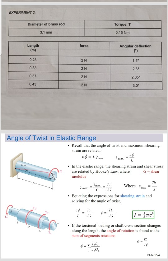 EXPERIMENT 1 Steel rod results: 4.77 mm Diameter of | Chegg.com