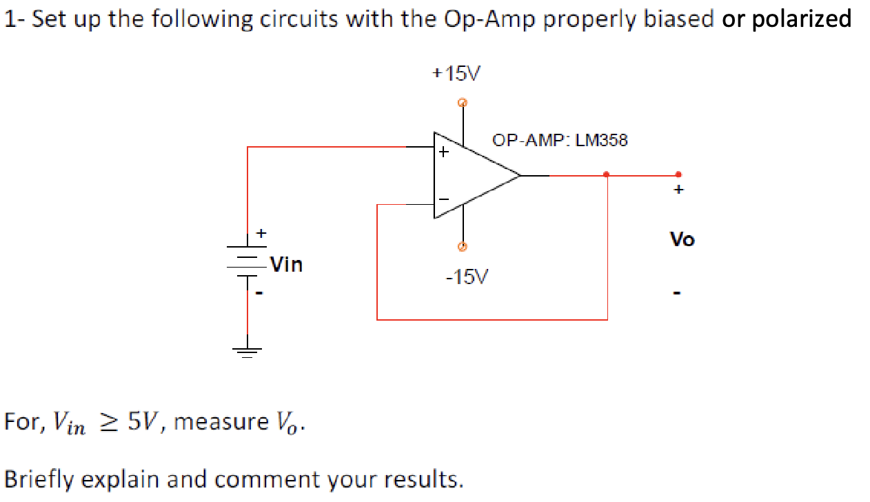 Solved 1- ﻿Set up the following circuits with the Op-Amp | Chegg.com