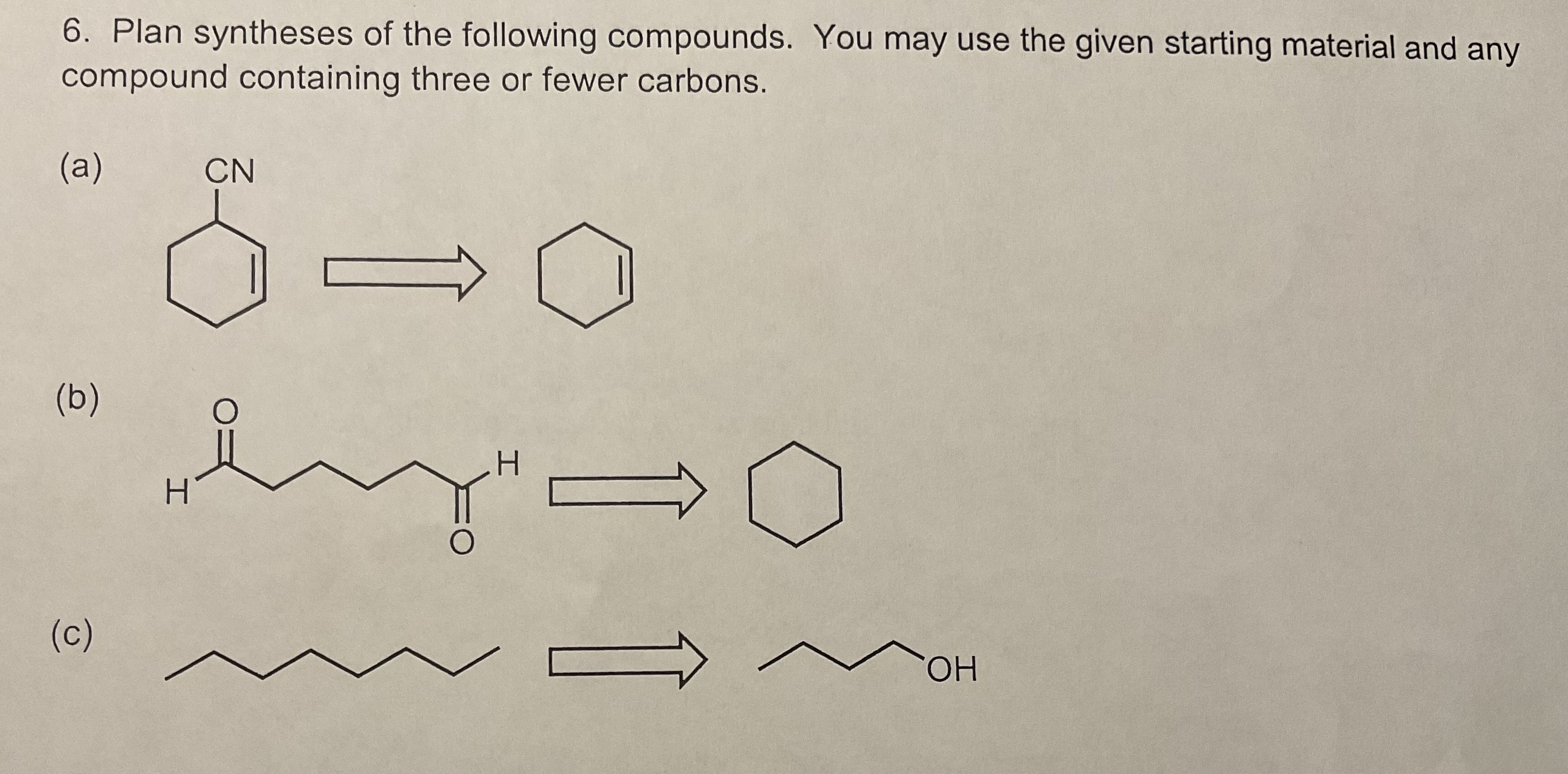 Solved Plan syntheses of the following compounds. You may | Chegg.com
