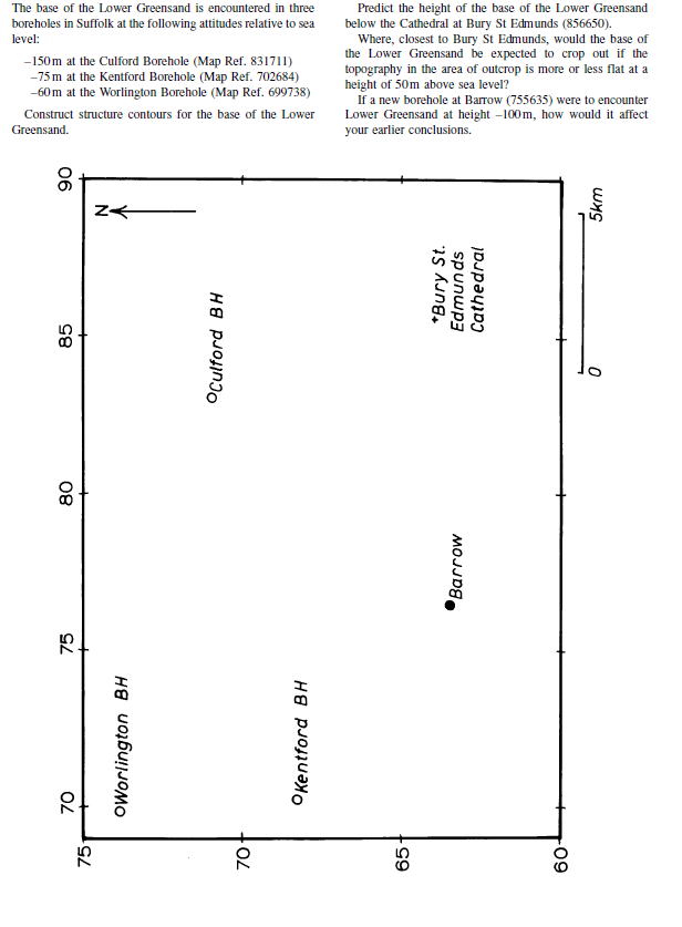 Solved The base of the Lower Greensand is encountered in | Chegg.com