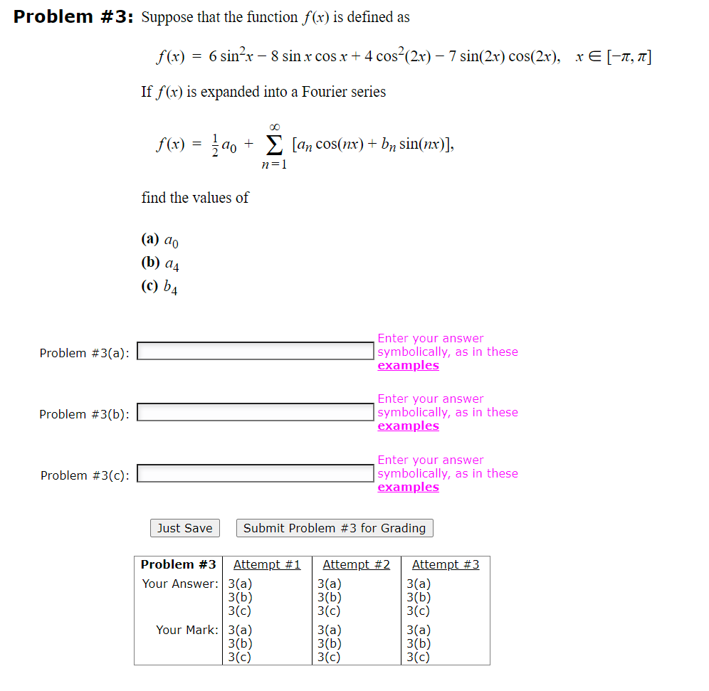 Solved Problem \# 3: Suppose that the function f(x) is | Chegg.com