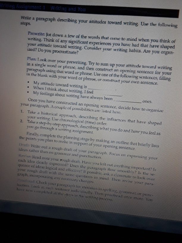 Yo Wrile a paragraph describing your attitudes toward | Chegg.com