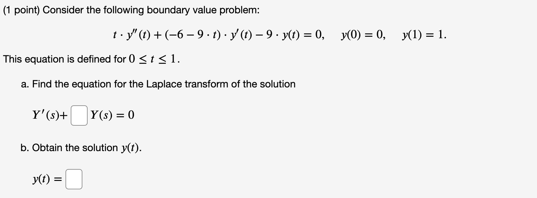 Solved (1 point) Consider the following boundary value | Chegg.com