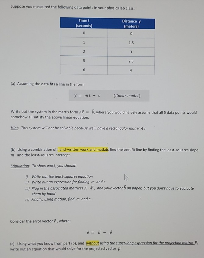 Solved Suppose you measured the following data points in | Chegg.com
