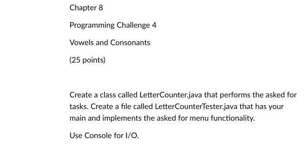 Solved Chapter 8 Programming Challenge 4 Vowels and | Chegg.com