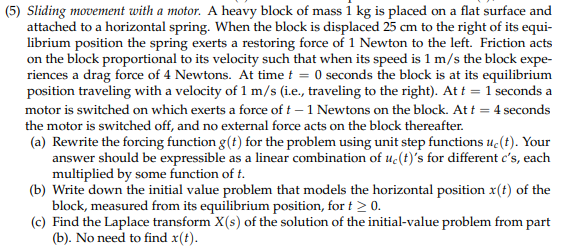 Solved (5) Sliding movement with a motor. A heavy block of | Chegg.com