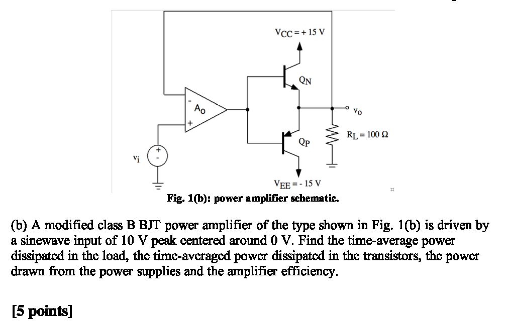 Solved (b) A modified class B BJT power amplifier of the | Chegg.com