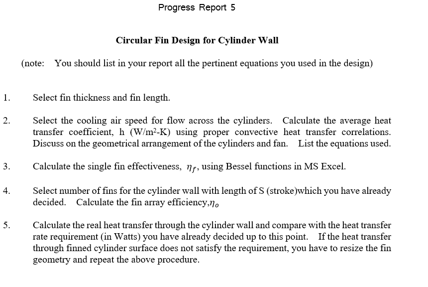 Solved Circular Fin Design for Cylinder Wall (note: You | Chegg.com