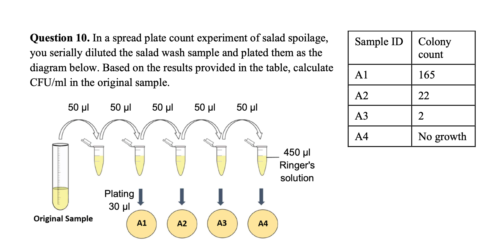 Solved Question 10. In a spread plate count experiment of | Chegg.com