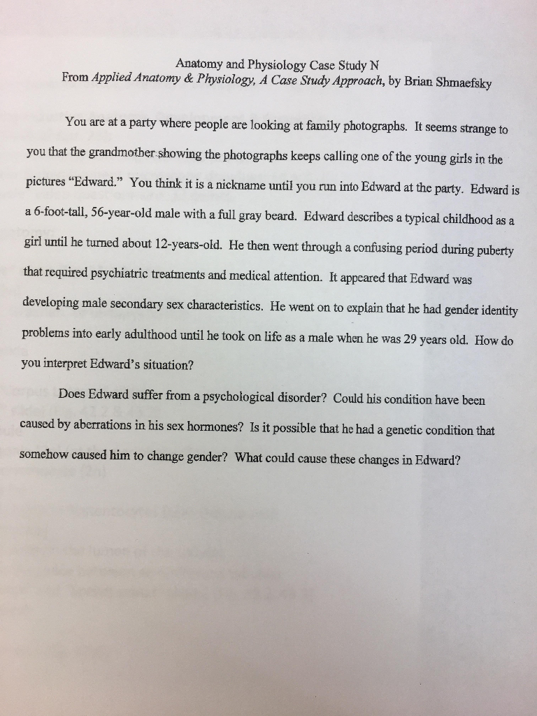 Solved Anatomy and Physiology Case StudyN From Applied | Chegg.com