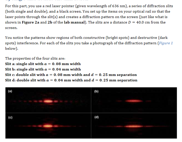 Solved Calculate the width of the central bright fringe for | Chegg.com