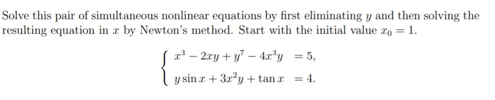 Solve this pair of simultaneous nonlinear equations | Chegg.com