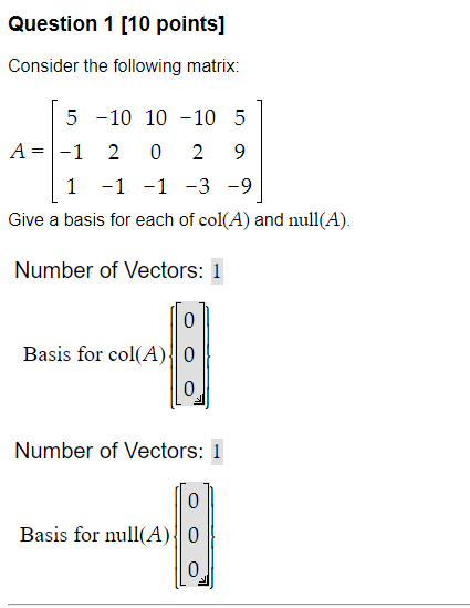 Solved Consider the following matrix: | Chegg.com