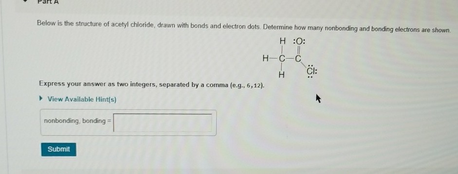Solved art A Below is the structure of acetyl chloride, | Chegg.com