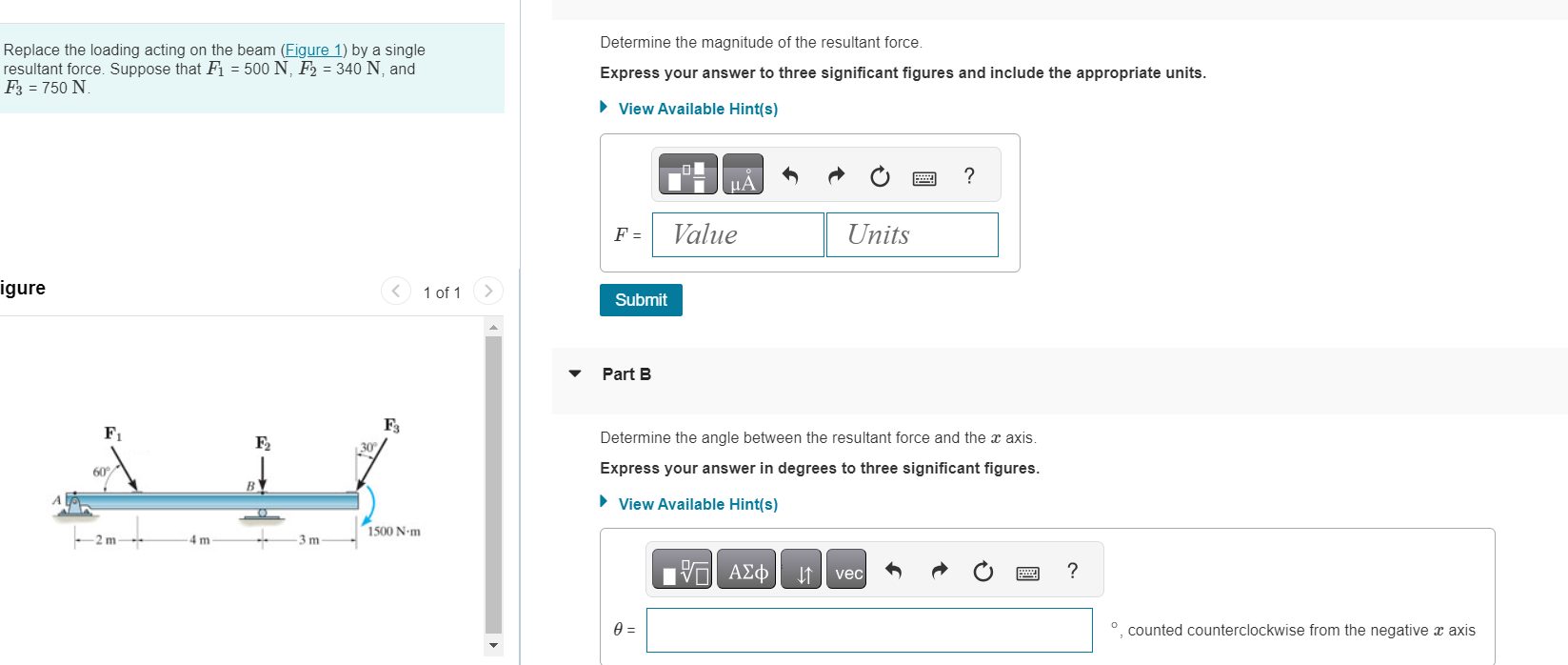 Solved Replace the loading acting on the beam (Figure 1) by | Chegg.com