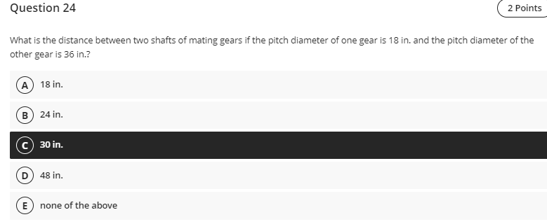 Solved What is the distance between two shafts of mating | Chegg.com